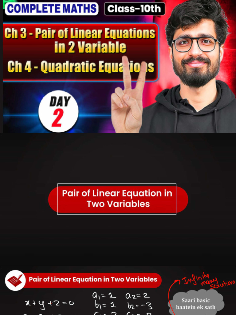 02 - Linear Equation in Two Variable + Quadratic Equations - Maths ...