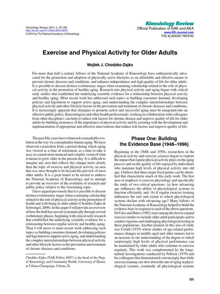 Exercise and Physical Activity for Older Adults | PDF | Ageing | World ...