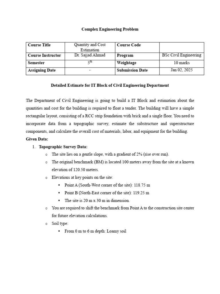 Complex Engineering Problem QCE (1) | PDF | Foundation (Engineering) | Engineering