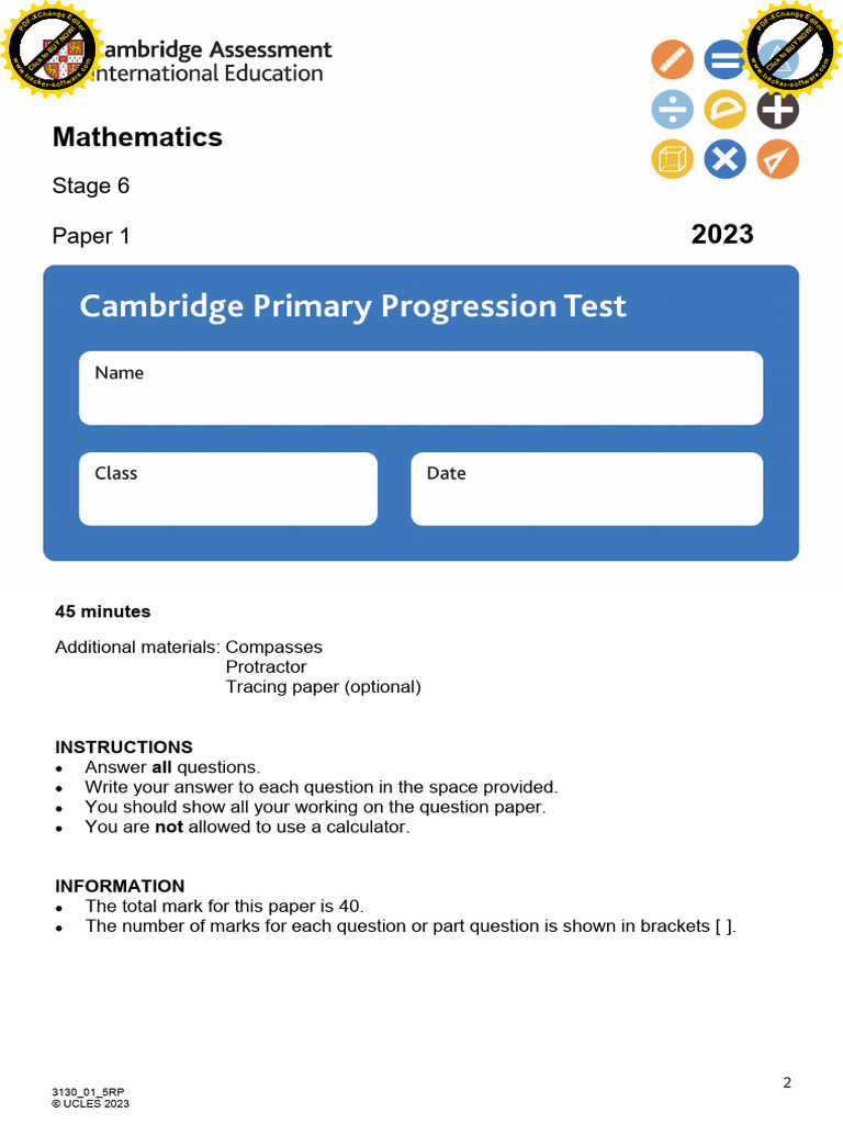 Primary Checkpoint Math QP (18-22) + Progression (20-23) .PDF 2 | PDF ...