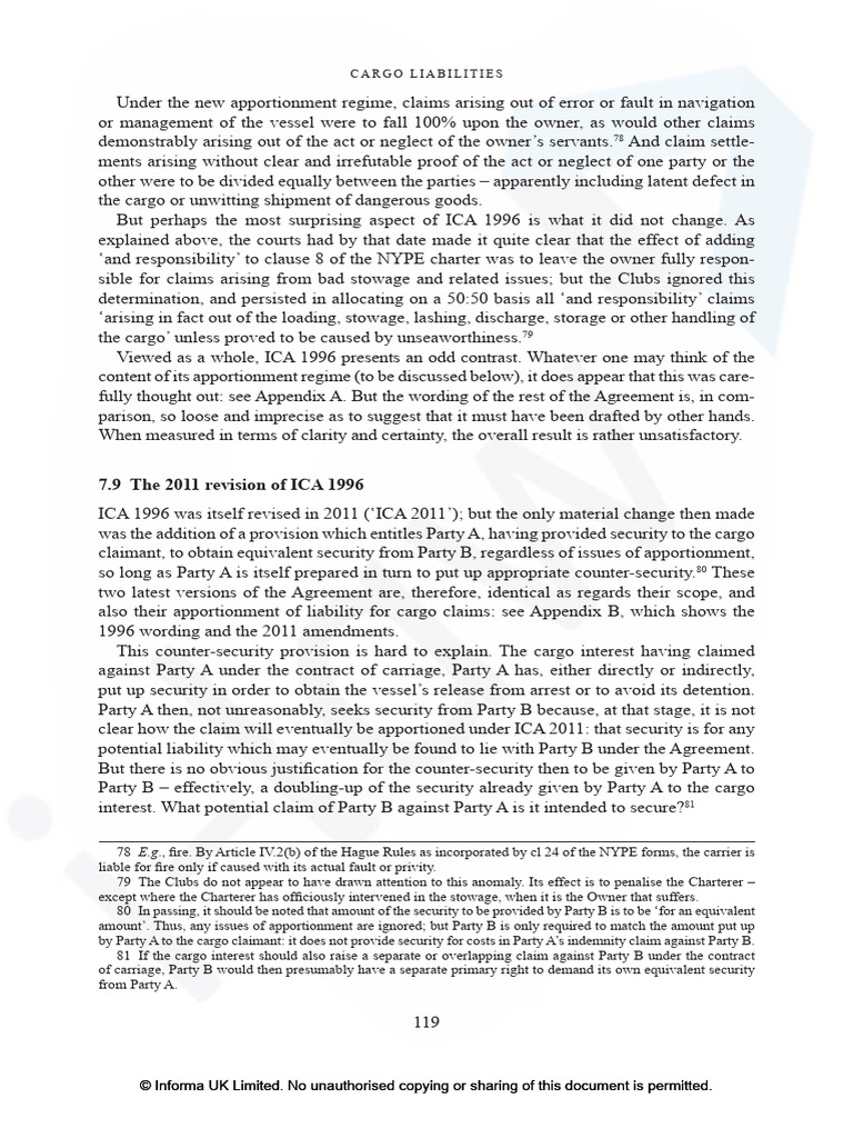 Charterparties Law, Practice and Emerging Legal Issues CHAPTER 7 Cargo ...