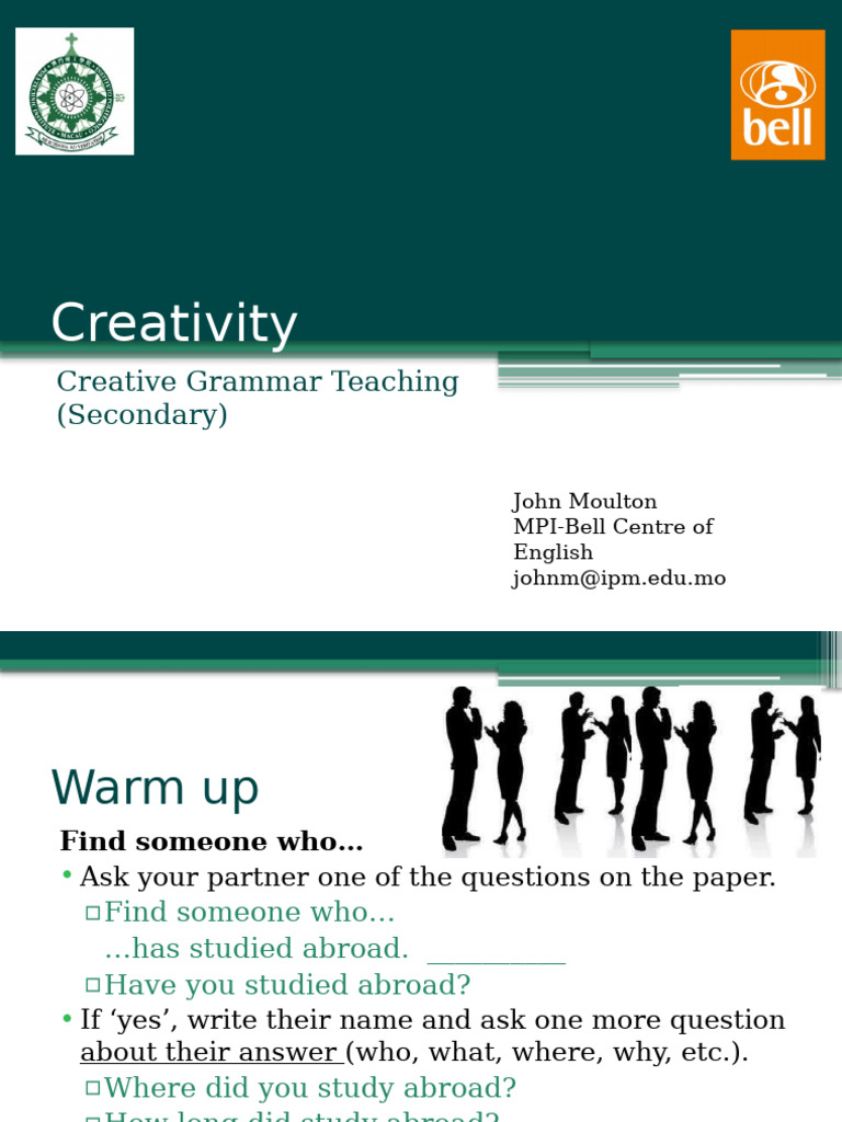 Creative Grammar Teaching (Secondary) - Creativity | PDF | Linguistic ...