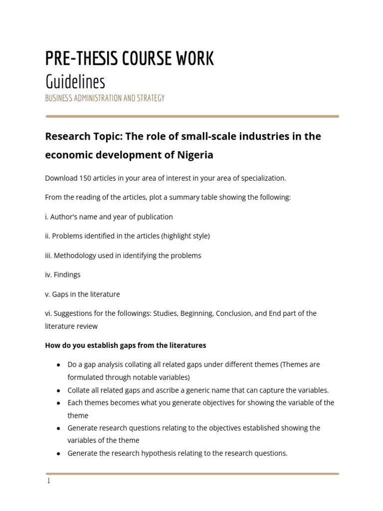 Pre-Thesis Guidelines for MBA Students | PDF