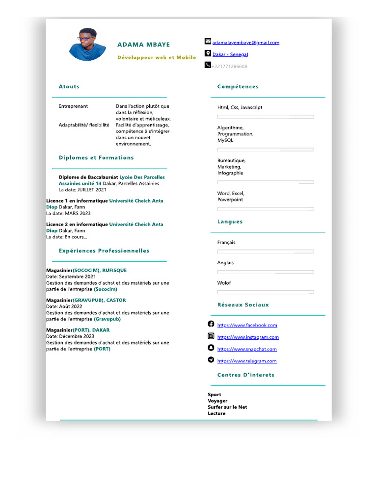 CV Adama Mbaye | PDF