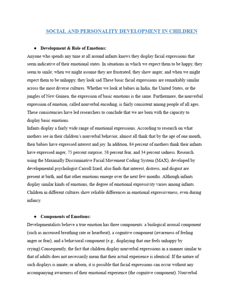 Social and Personality Development | PDF | Attachment Theory | Emotions