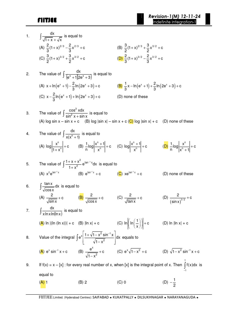 Indefinite Integration - 1 | PDF | Mathematics | Mathematical Concepts