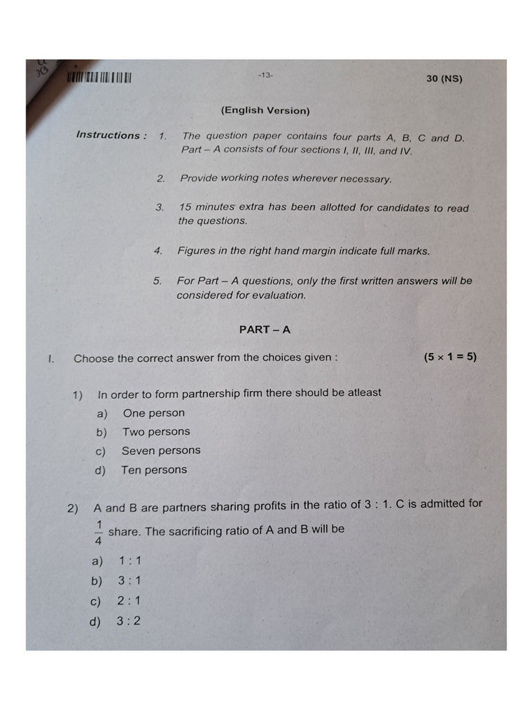 2nd Pu Accounts 2024 QP | PDF