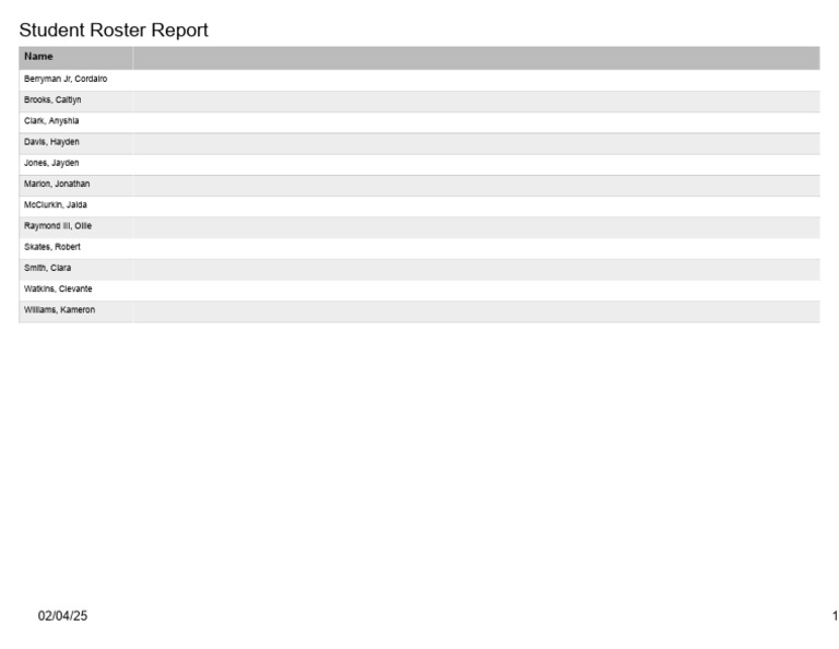 Student Roster Report | PDF