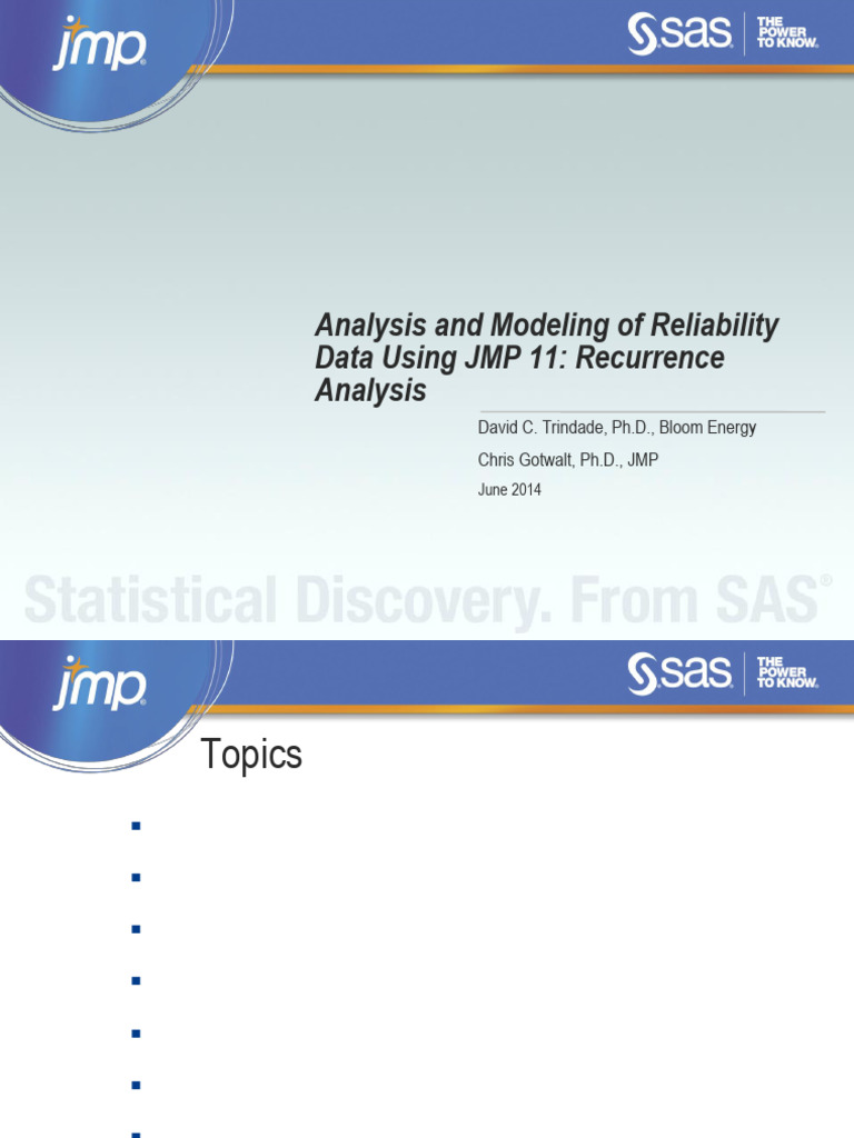 Analysis and Modeling of Reliability Data Using JMP 11 1701935766 | PDF | Sas (Software ...