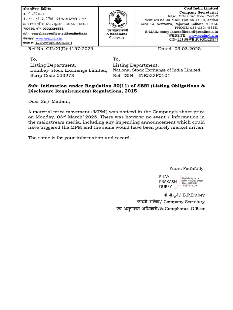 Microsoft Word - BSE_NSE_market price_rumor | PDF | Government Of India ...