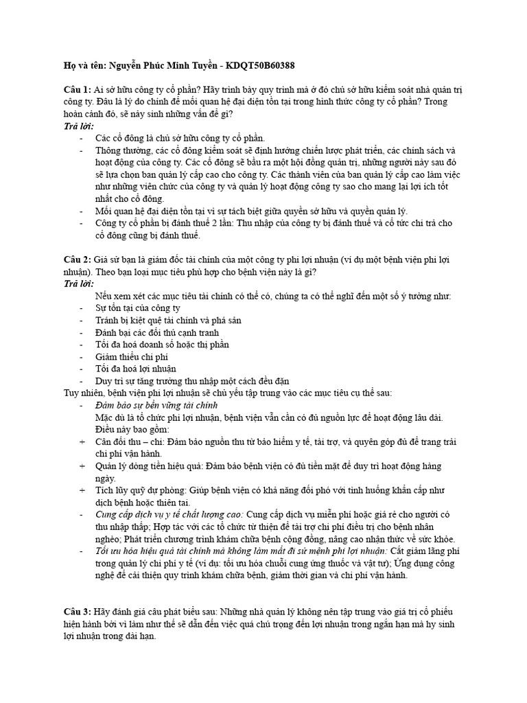 Bài tập QTTCQT | PDF