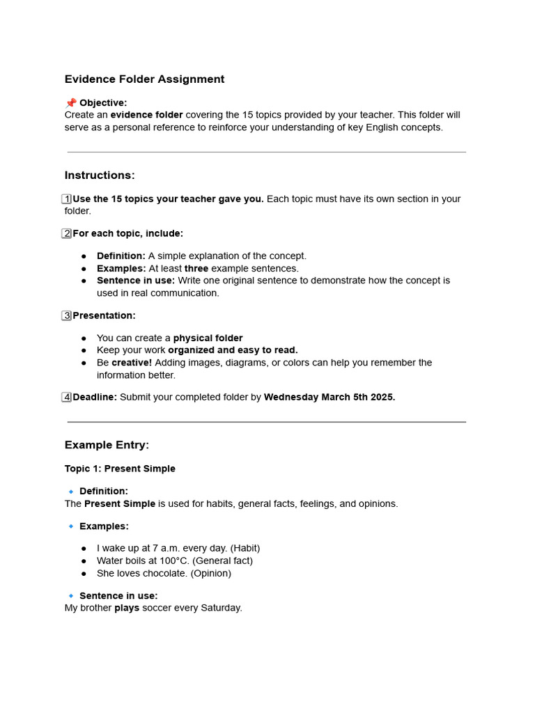 Evidence Folder Assignment | PDF