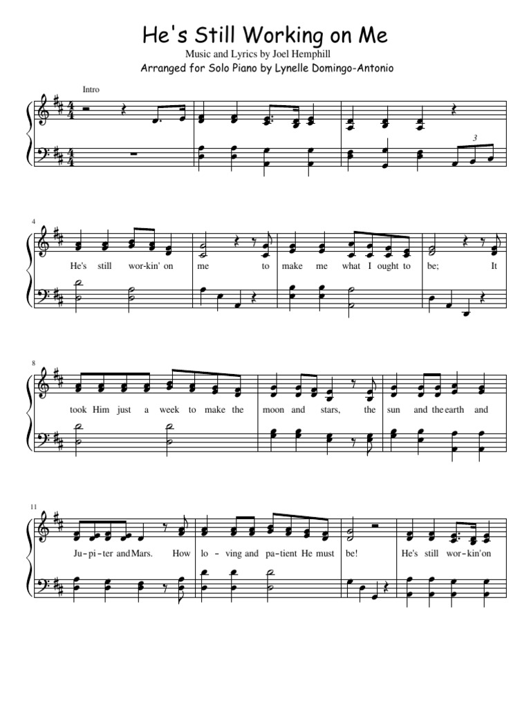 He's Still Working on Me - Piano Arrangement | PDF | Local Interstellar ...