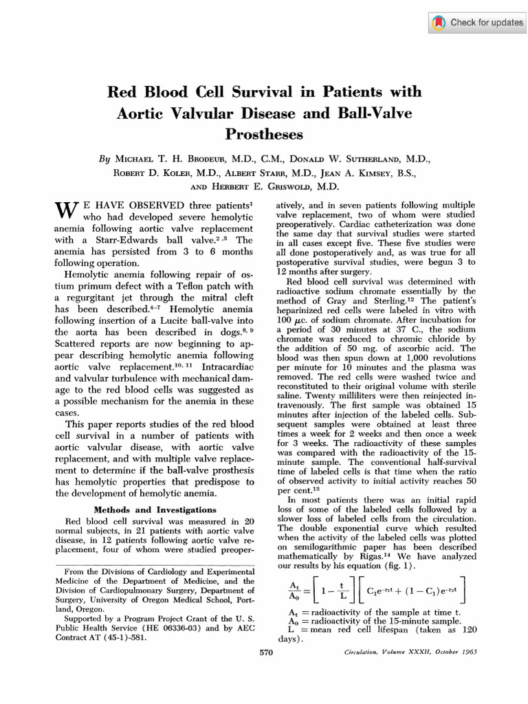 Aortic Valve Anemia Study | PDF | Heart Valve | Red Blood Cell
