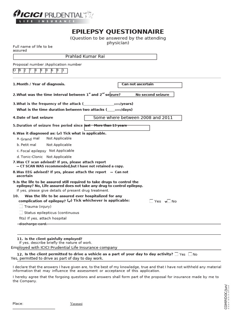 Epilepsy_Questionnaire (1) | PDF | Epilepsy | Human Diseases And Disorders