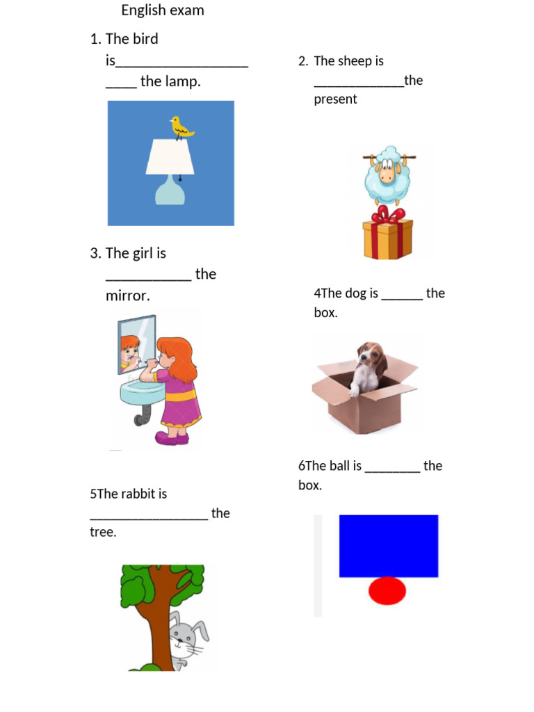 English Exam Preposition of Place | PDF