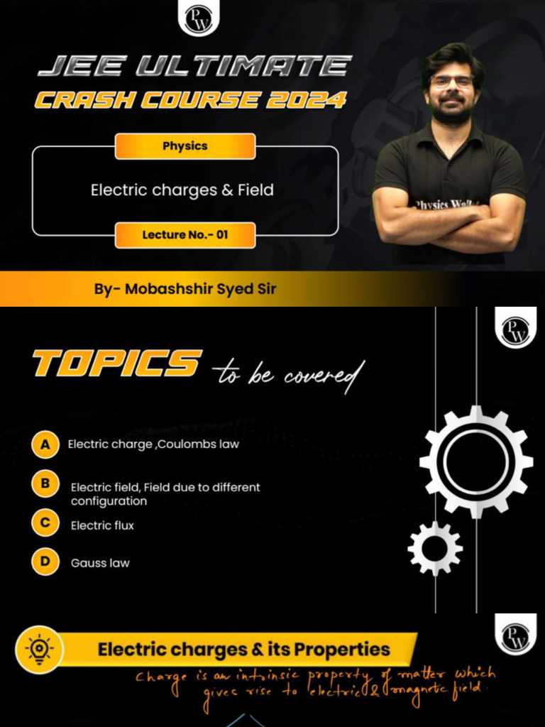 Electric Charges & Field 01 - Class Notes - JEE Ultimate Crash Course ...