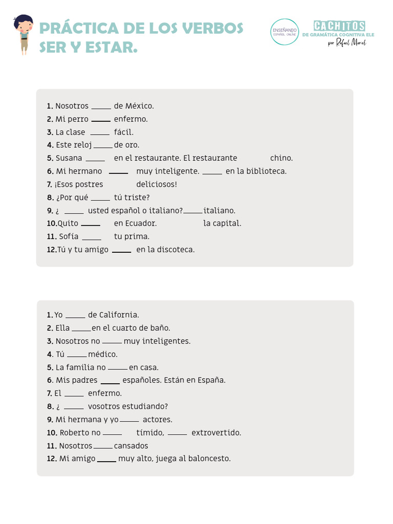 Ejercicios de Verbos Ser y Estar | PDF