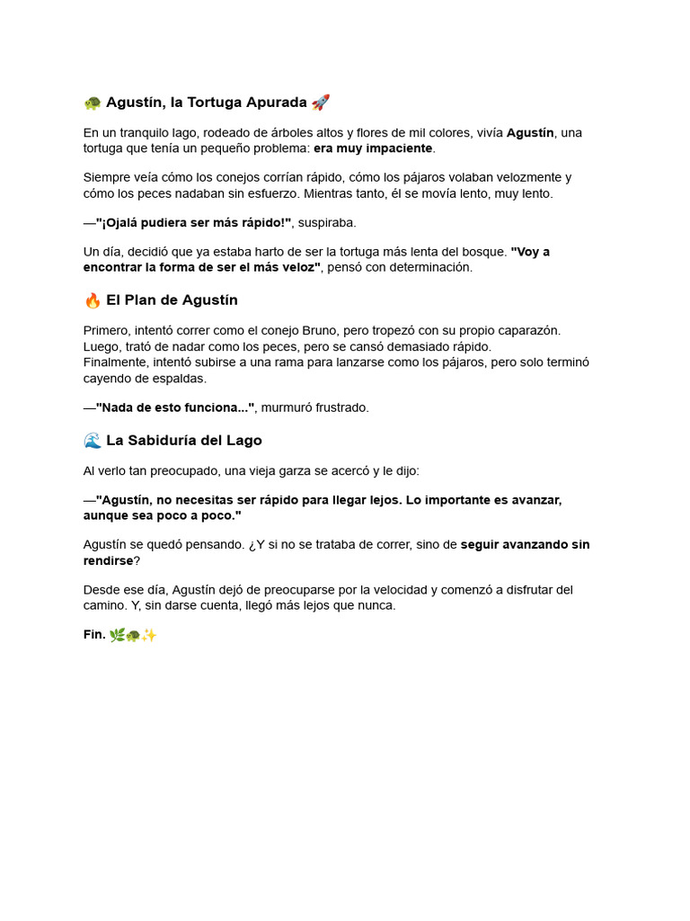 Agustín, La Tortuga Apurada | PDF