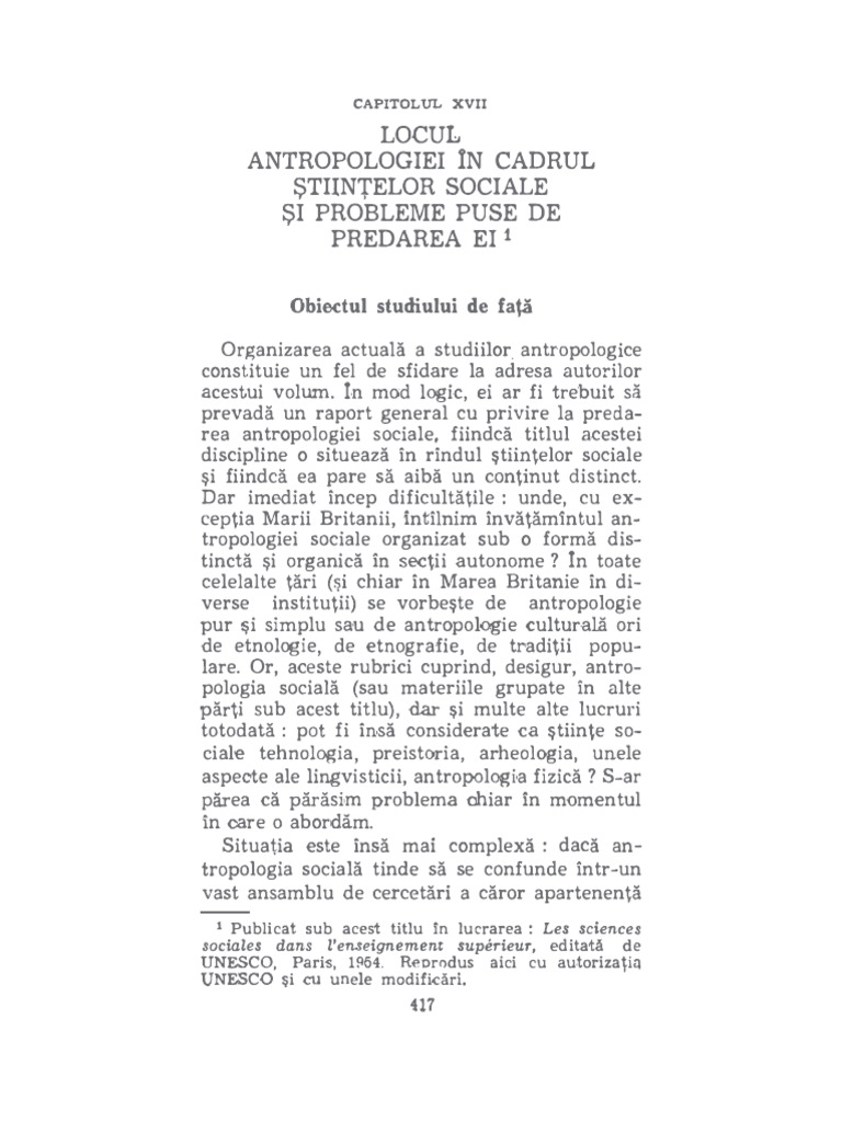 Levi Strauss Locul Antropologiei... | PDF
