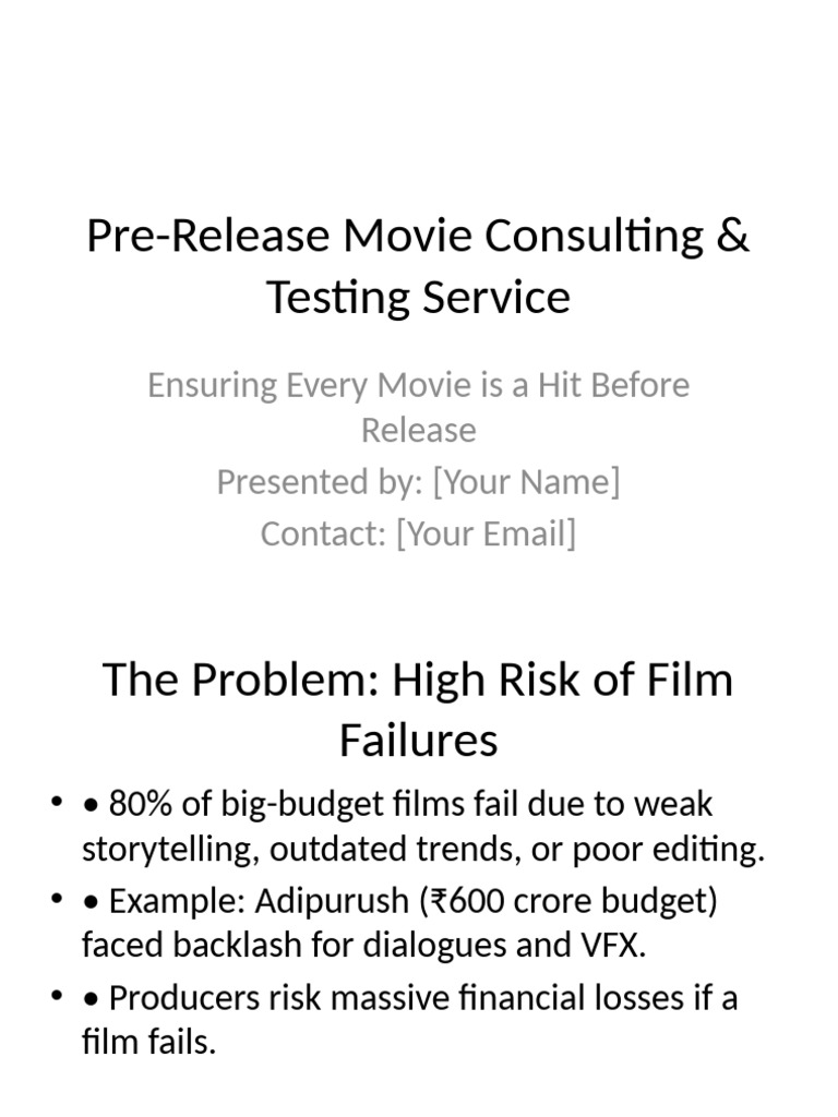 Pre-Release Movie Consulting Pitch | PDF