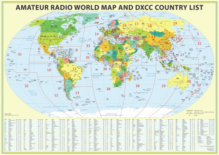 Amateur Radio World Map and DXCC Country List | PDF