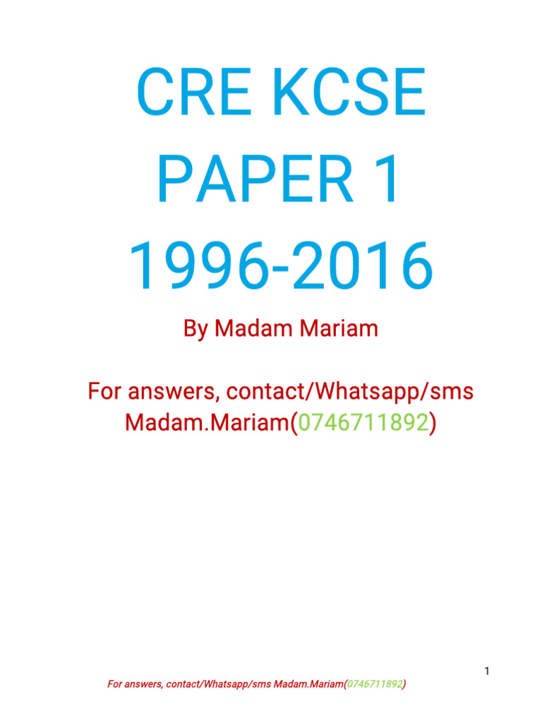 CRE - Paper 1 | PDF
