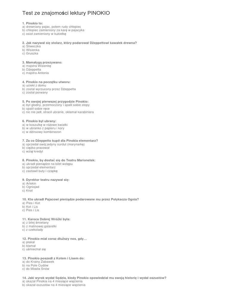 Pinokio Test 1 | PDF