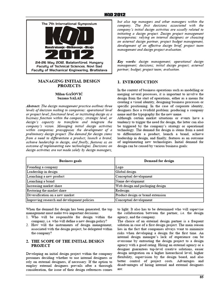 Managing Initial Design Projects | PDF | Profit (Economics) | Brand