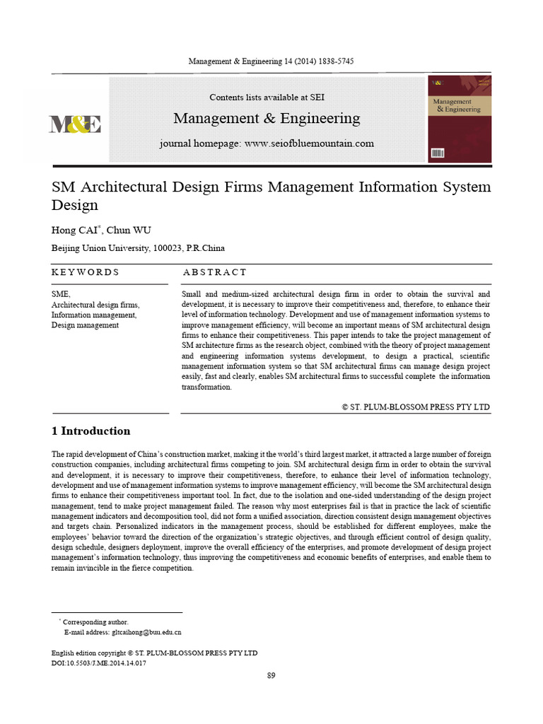 [P] CAI 2012 - SM Architectural Design Firms Management Information System Design | PDF | Business