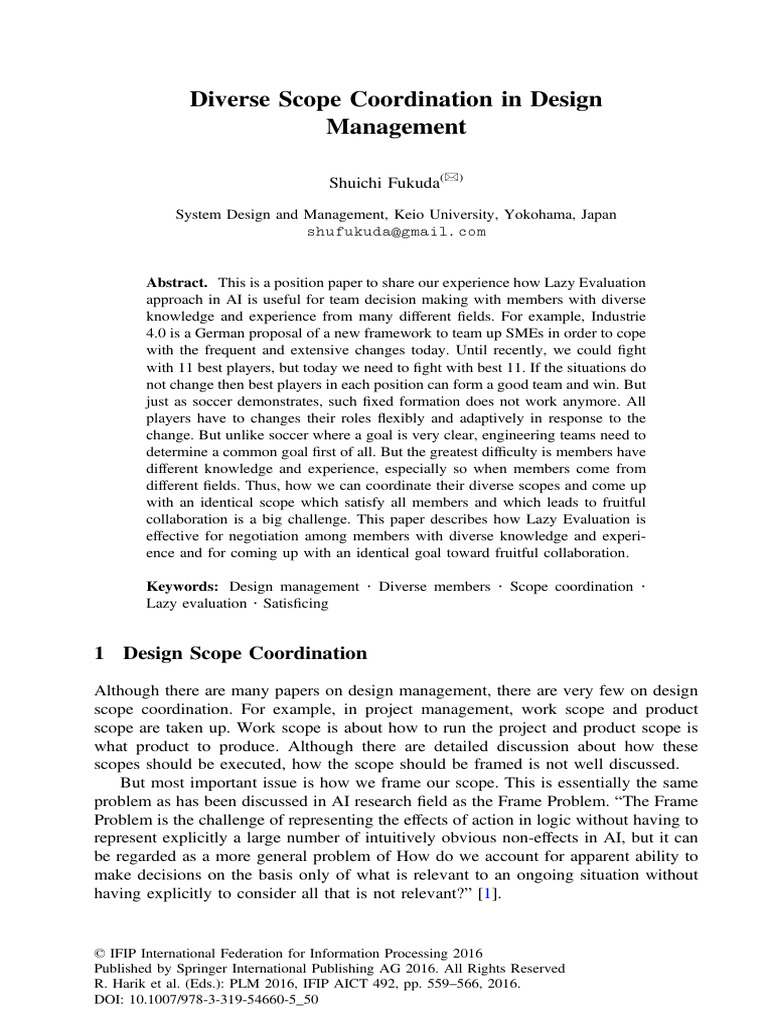 (P) FUKUDA 2016 - Diverse Scope Coordination in Design Management | PDF ...