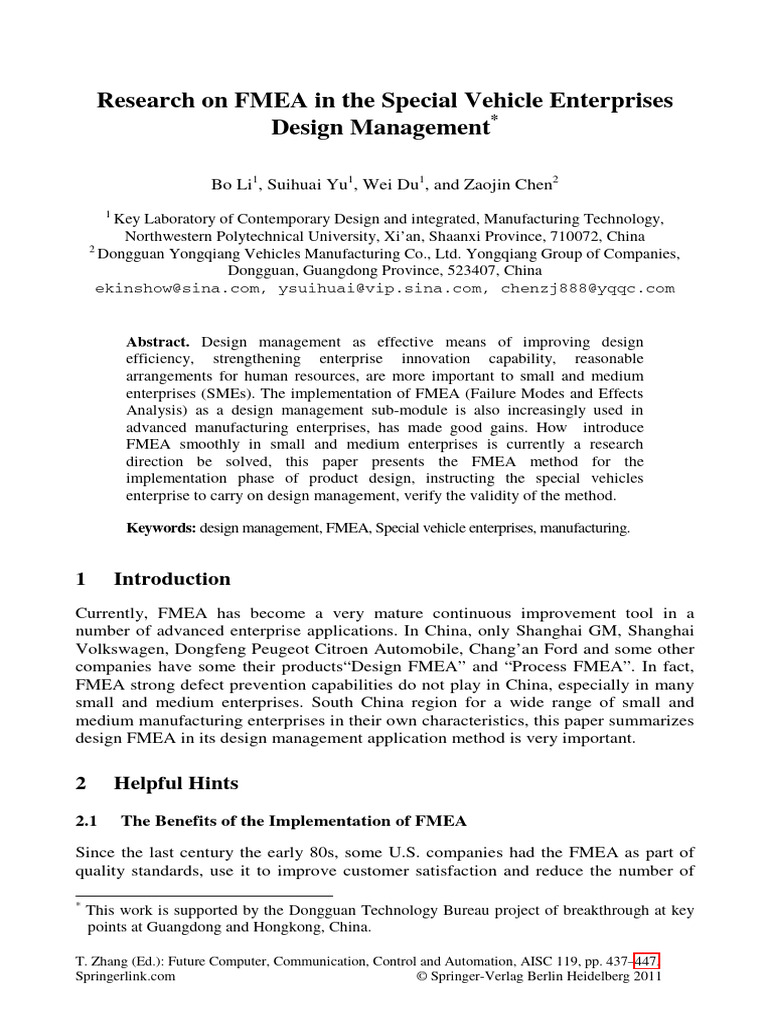 (P) LI 2011 - Research On FMEA in The Special Vehicle Enterprises ...