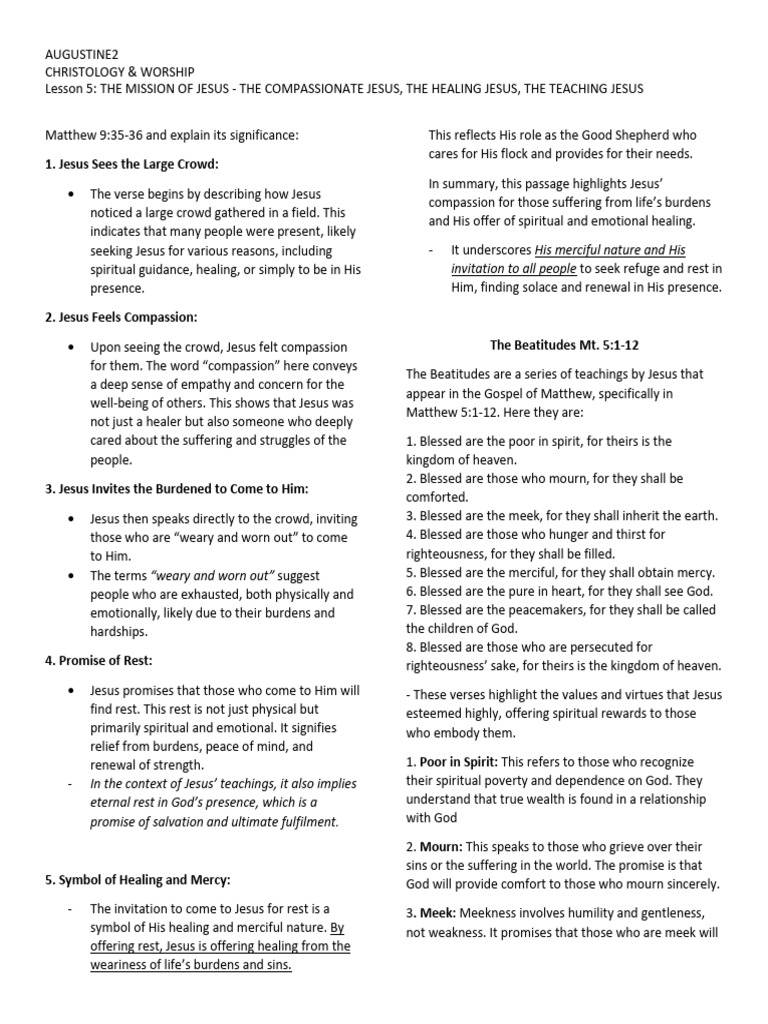 Augustine Review Lesson 5 1 | PDF | Beatitudes | Jesus