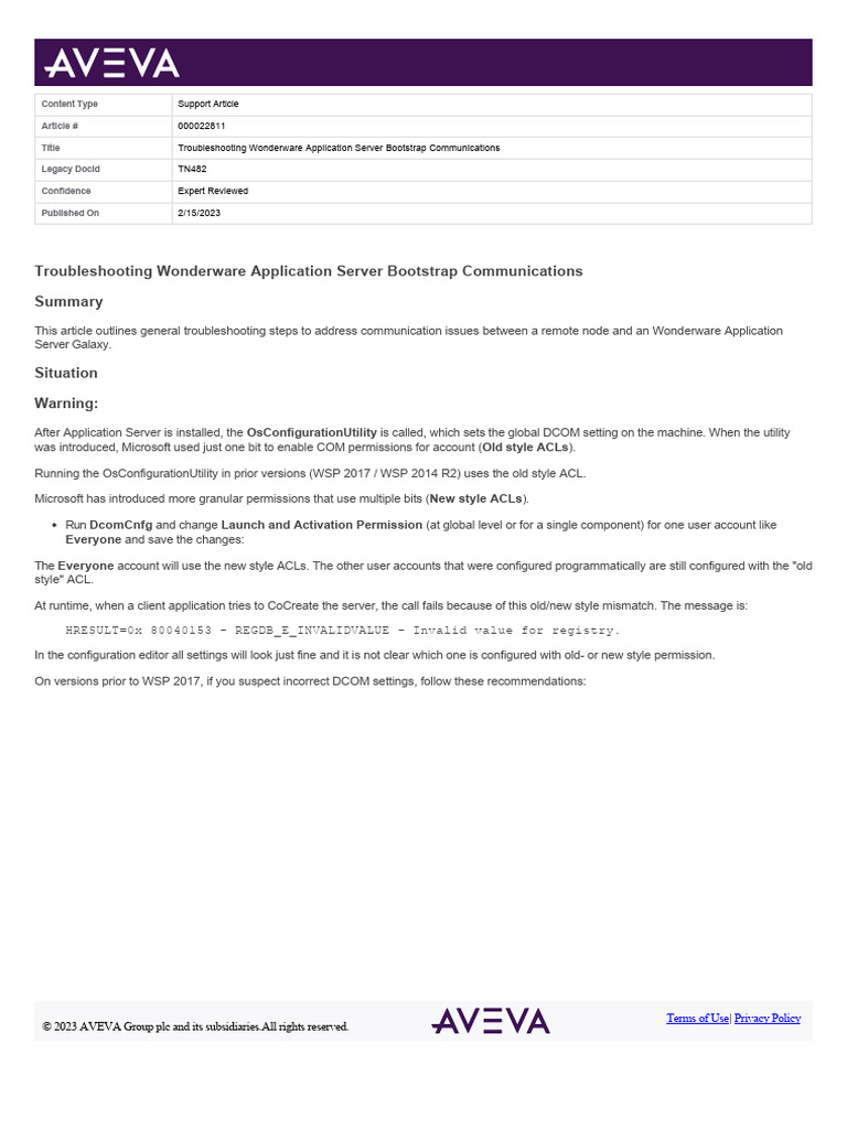 Troubleshoot Wonderware Bootstrap Issues | PDF | Microsoft Windows ...