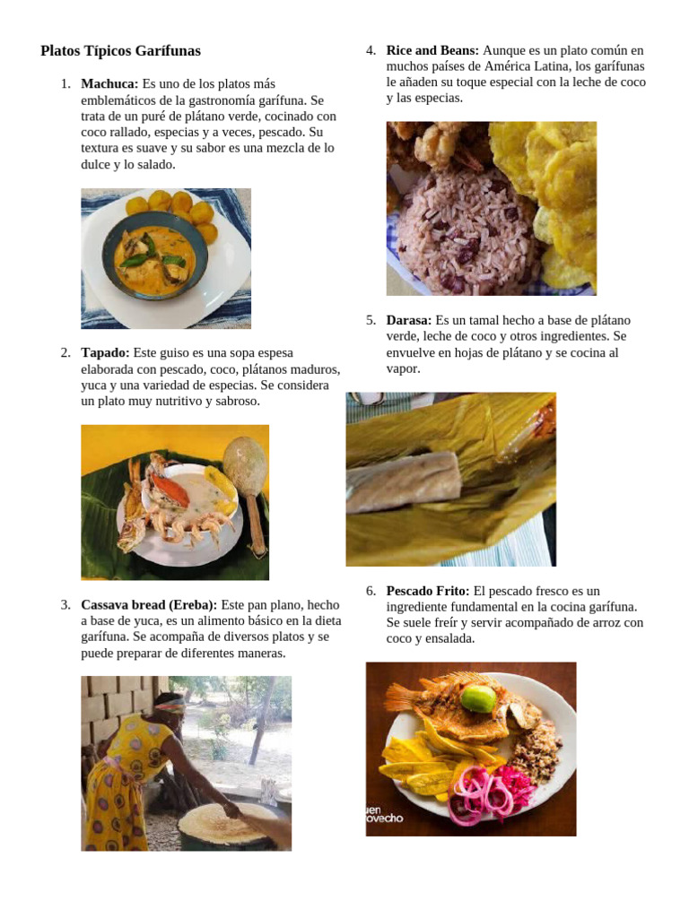Platos Típicos Garífunas Comida Favorita Garifuna | PDF