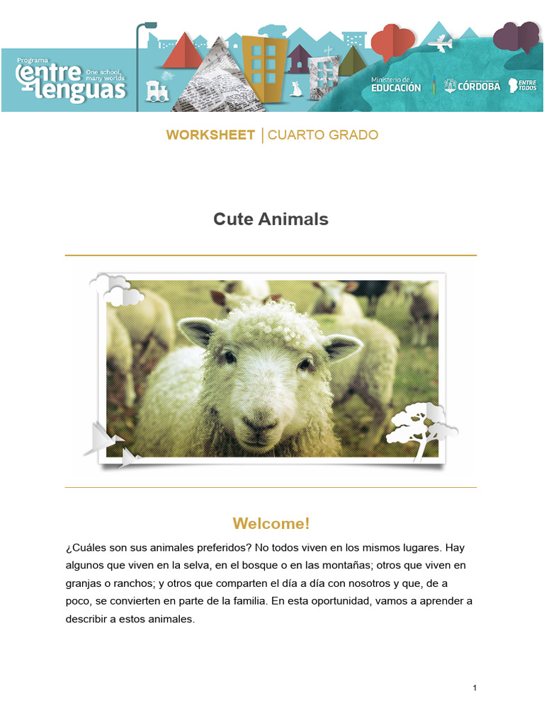 4º Unit 1. 4 Cute Animals | PDF