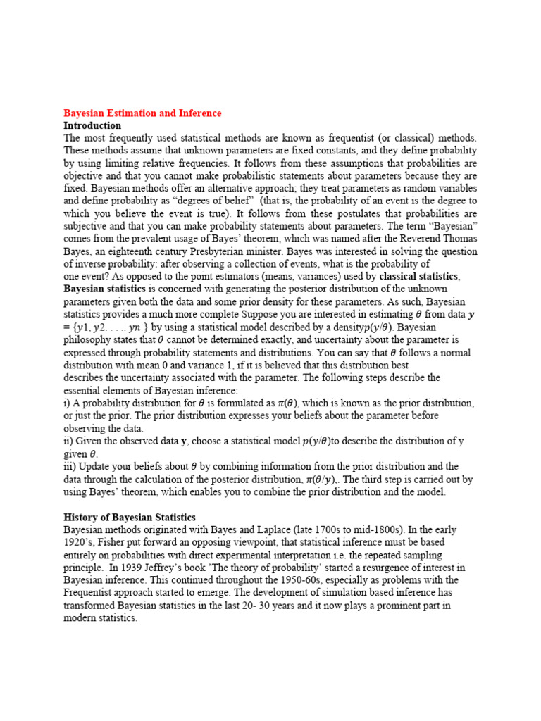 Bayesian Estimation And Inference Pdf Bayesian Inference