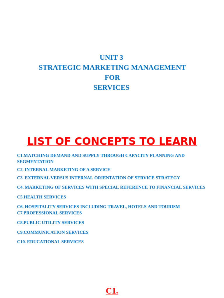 UNIT 3-Strategic Marketing Management For Services | PDF | Public ...