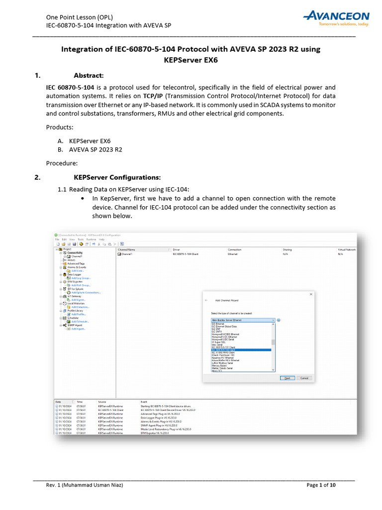 IEC-104 Protocol with AVEVA SP Guide | PDF | Internet Protocols ...