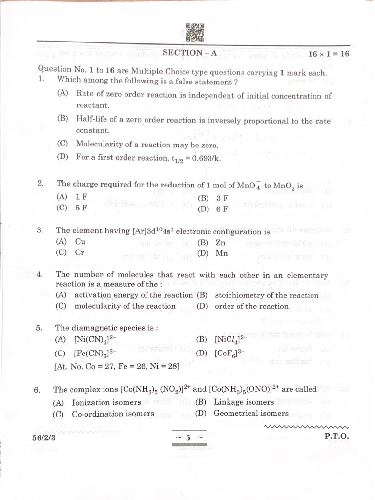 Chemistry Set 3 Board 2025 | PDF