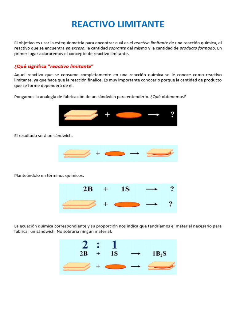 reactivo limitante (1) | PDF | Estequiometría | Reacciones químicas