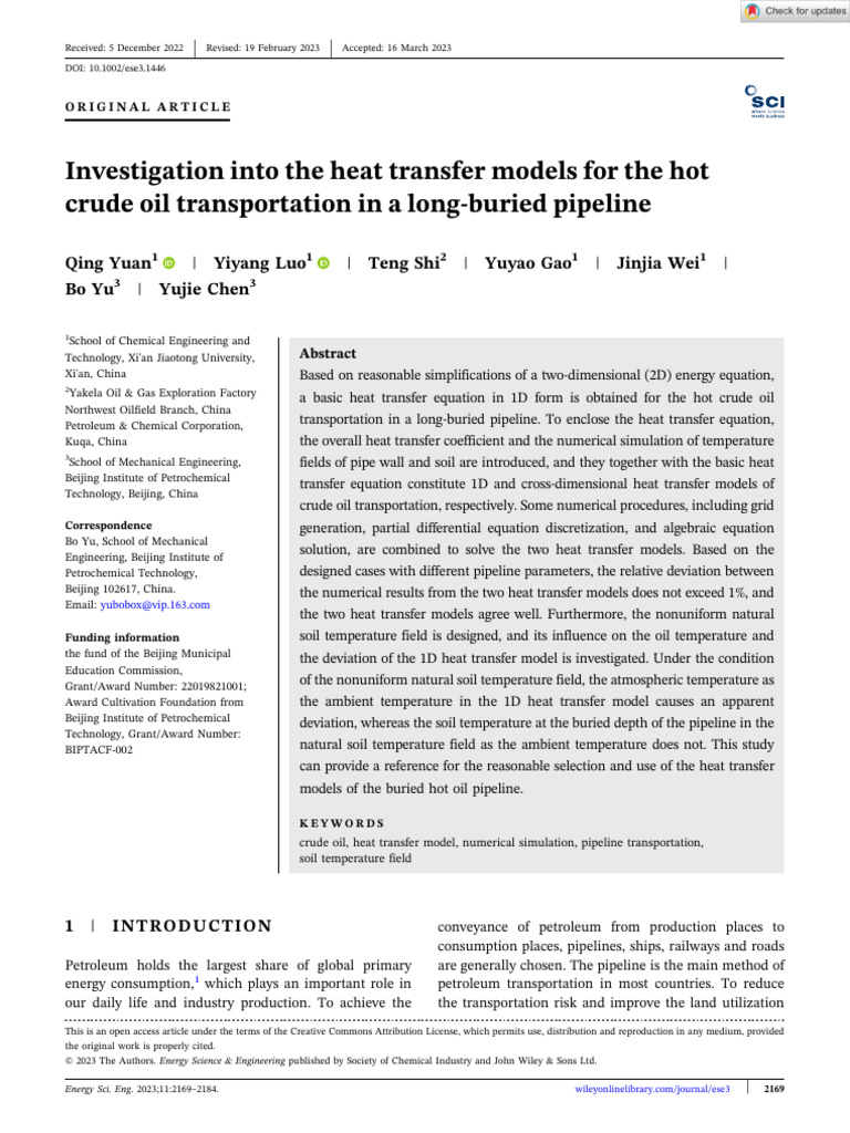 Energy Science Engineering - 2023 - Yuan - Investigation Into The Heat Transfer Models For The ...