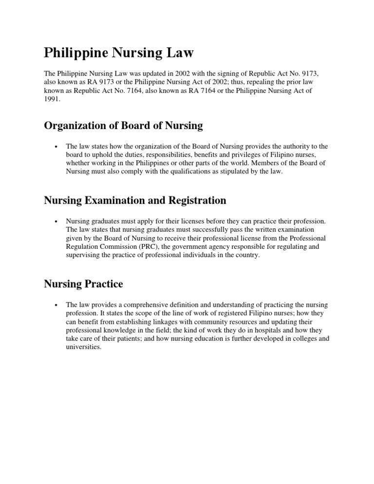 Philippine Nursing Law | PDF | Finance & Money Management