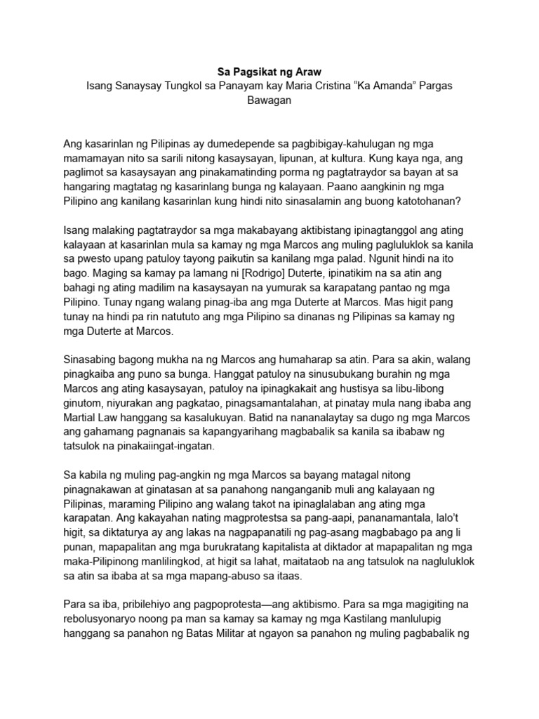 Sa Pagsikat ng Araw - Gagalac | PDF