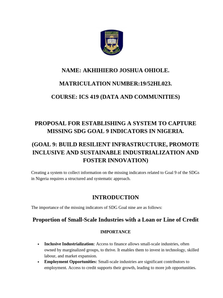 SDG Goal 9 Indicators System Proposal | PDF | Infrastructure ...