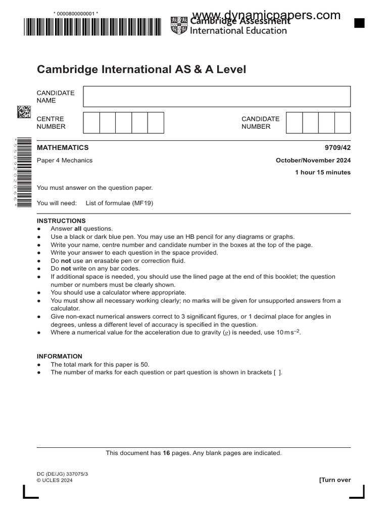 Cambridge International AS & A Level: Mathematics 9709/42 | PDF