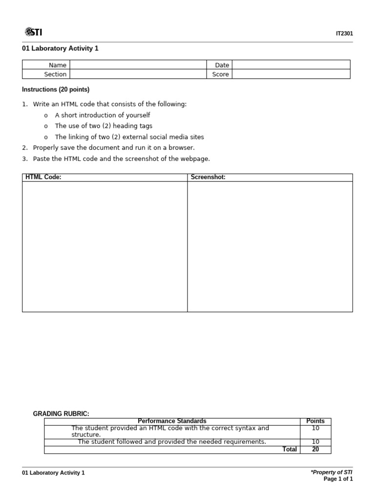 01 Laboratory Activity 1 | PDF
