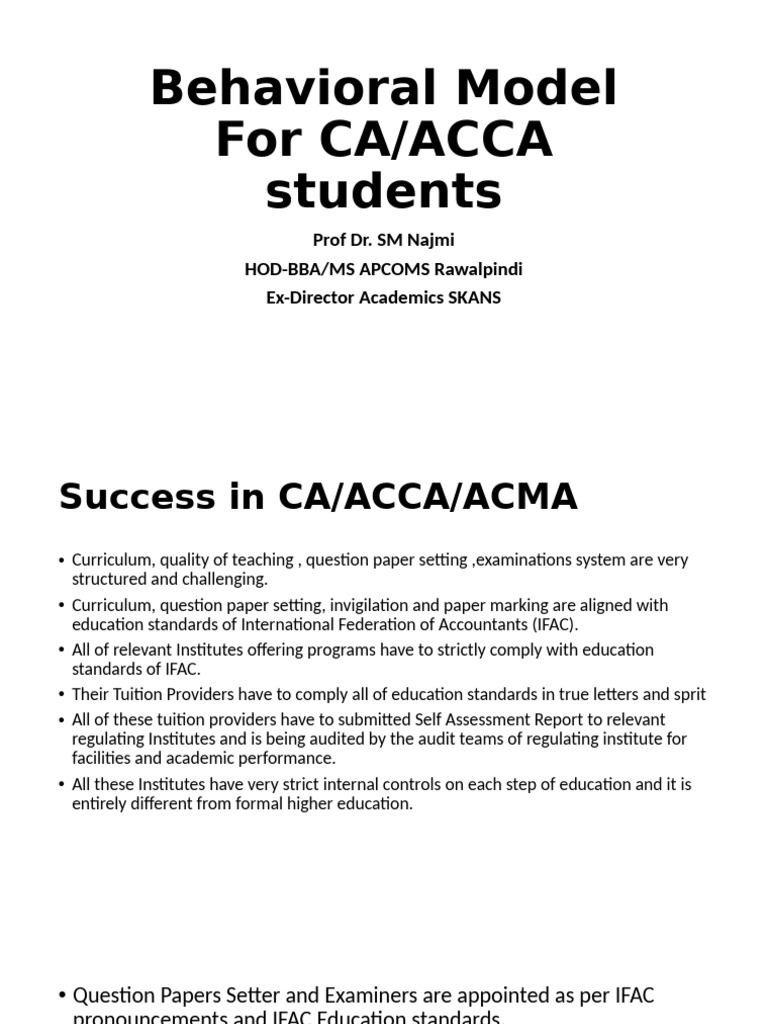 Behavioral Model For CA - ACCA-ACMA Students | PDF