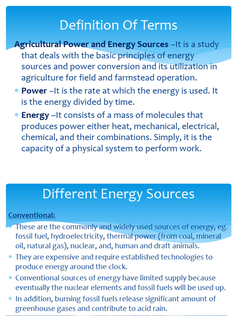 Agricultural Energy Sources Guide | PDF | Energy Development | Engines