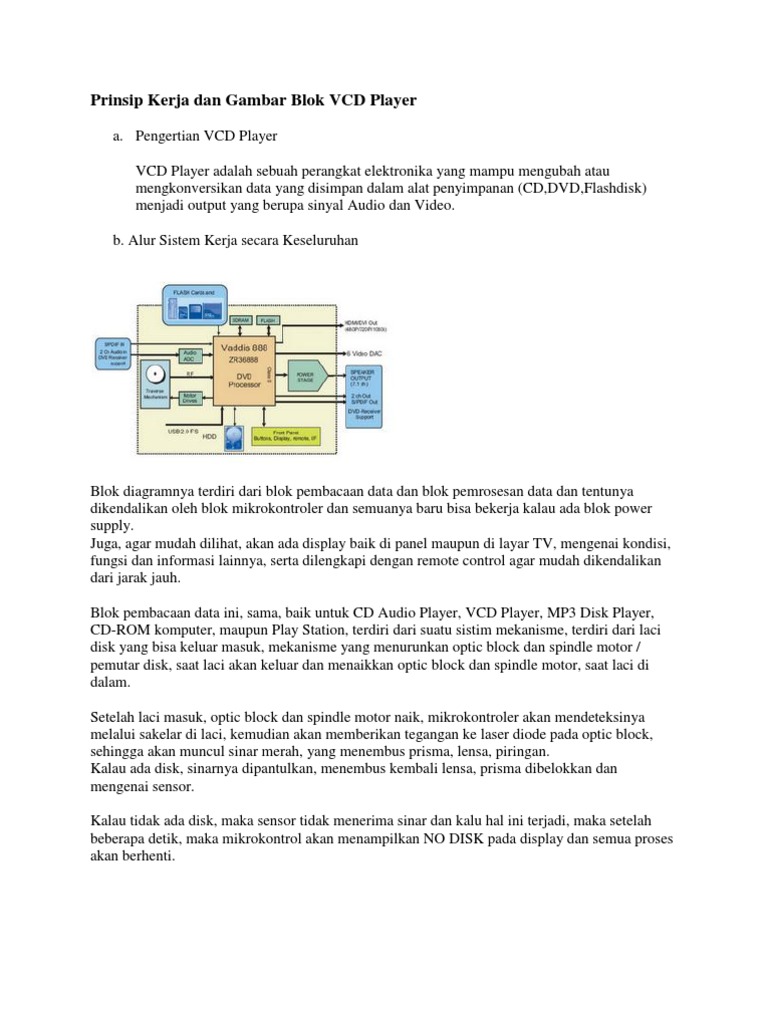 Prinsip Kerja Dan Gambar Blok VCD Player | PDF